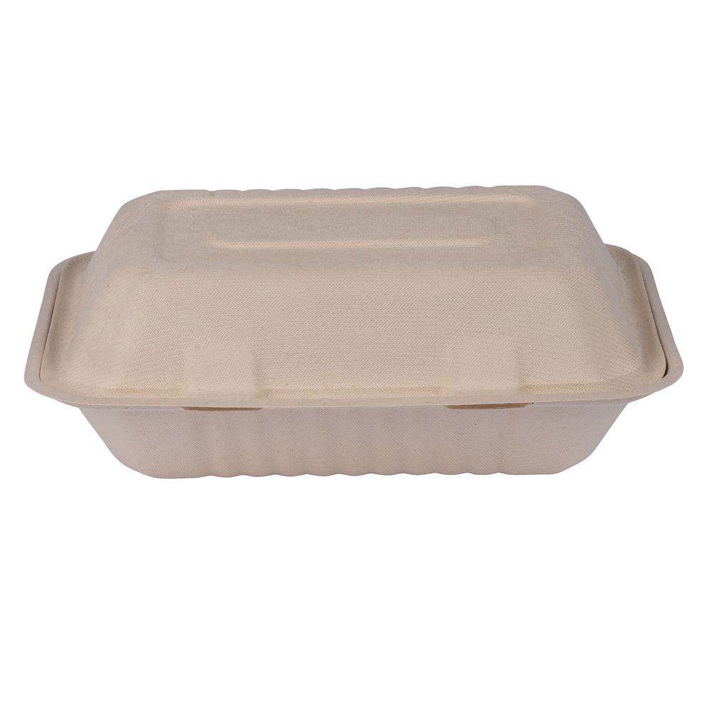 Premier Essential Kraft Molded Fiber Hoagie Clamshell Container, 9 x 6 ...