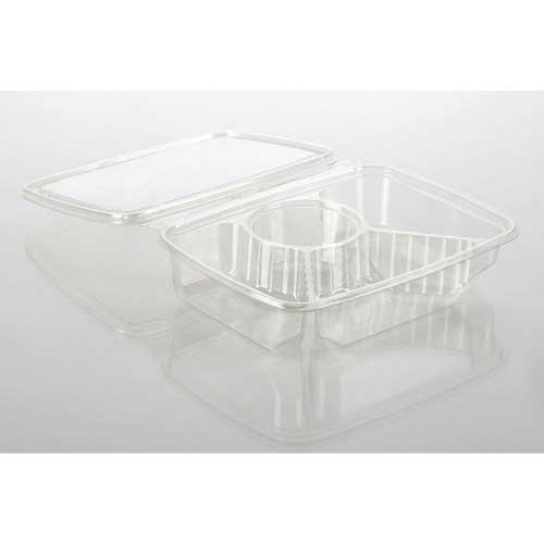 Lacerta Clear Polyethylene Rectangular Compartment Container, 24 Ounce ...