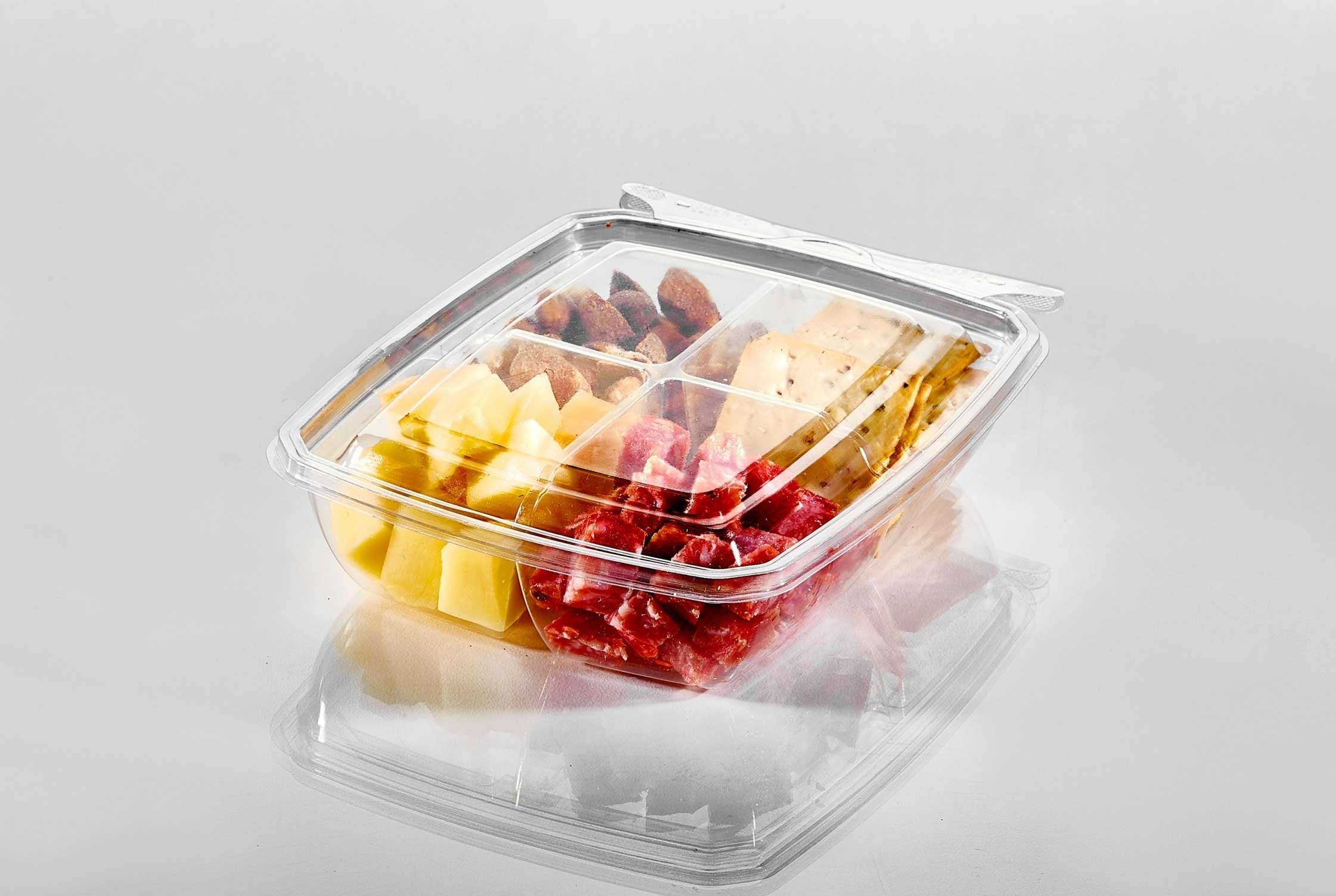 Lacerta Clear Polyethylene Terephthalate 4 Compartment Snack Container ...