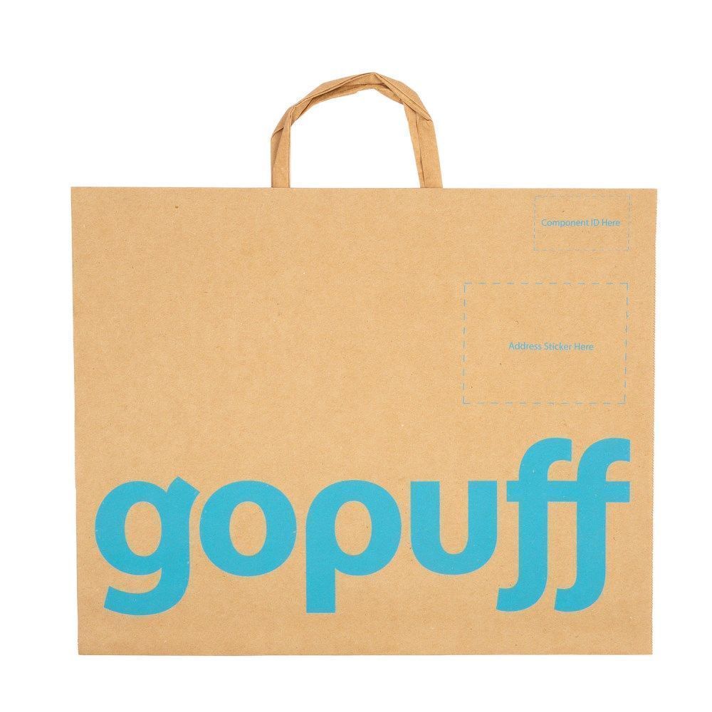 American Paper Bag Gopuff Small Kraft/Blue Bag with Flat Handle -- 500 ...