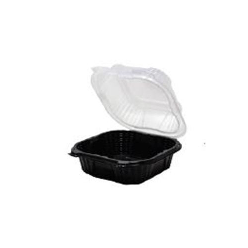 EcoSystems Black Polypropylene Hinged Container with Clear Lid, 6 x 6 x ...