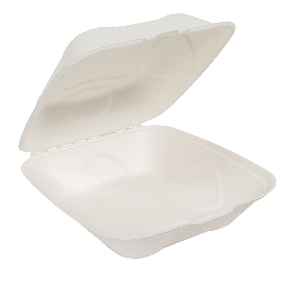 EcoSystems White Formulated Molded Fiber Clamshell Container, 8 inch ...