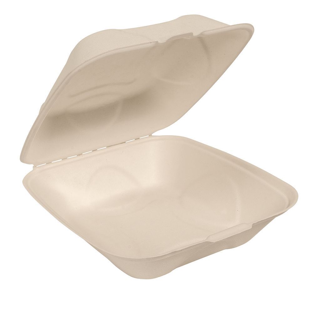 EcoSystems Kraft Formulated Molded Fiber Square Clamshell Container, 8 ...