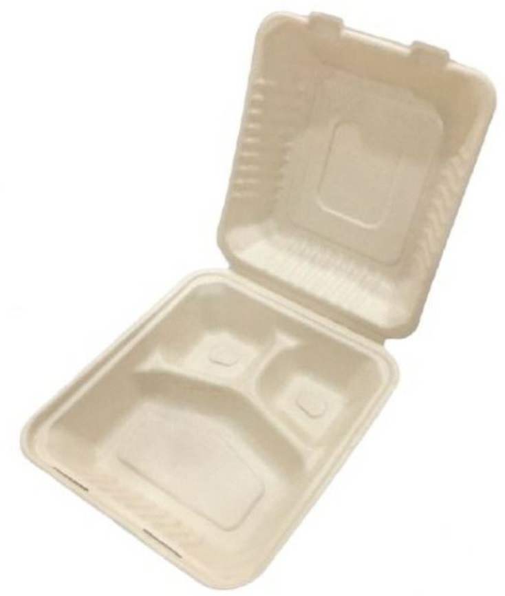 EcoSystems Kraft 3 Compartment Formulated Molded Fiber Hinged Clamshell ...