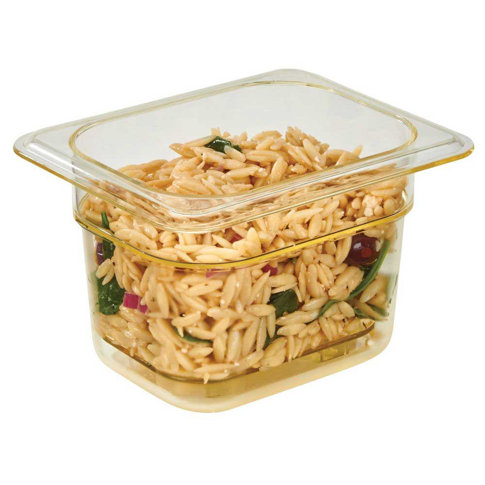 Cambro H-Pan One Eighth Size Amber High Heat Food Pan, 4 inch Pan Depth ...