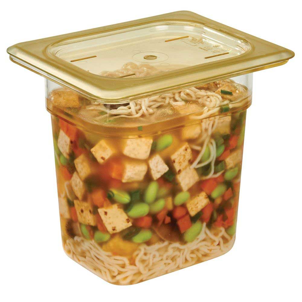 Cambro H-Pan One Eighth Size Amber High Heat Food Pan, 6 inch Pan Depth ...