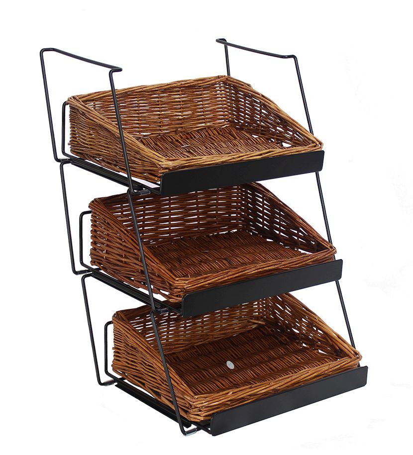 Mobile Merchandisers Three-Tier Basket Display Rack | FoodServiceDirect