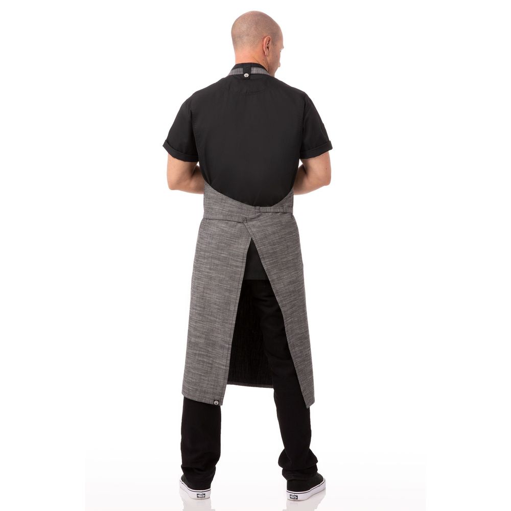 Chef Works Black Steel Grey Corvallis Chefs Bib Apron, 40 inch Long x ...