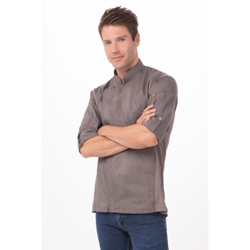 Chef Works Graphite Grey Large Modern Fit Hartford Chef Coat for Men
