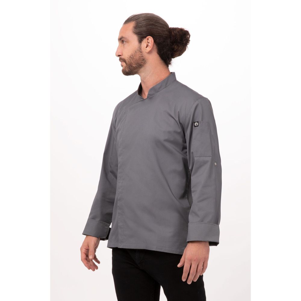 Chef Works Grey Extra Small Modern Fit Lansing Chef Coat for Men