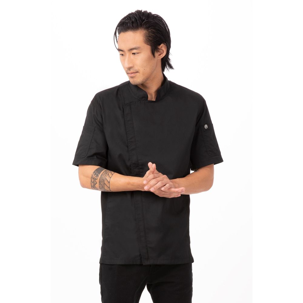 Chef Works Black 4XL Modern Fit Springfield Chef Coat for Men