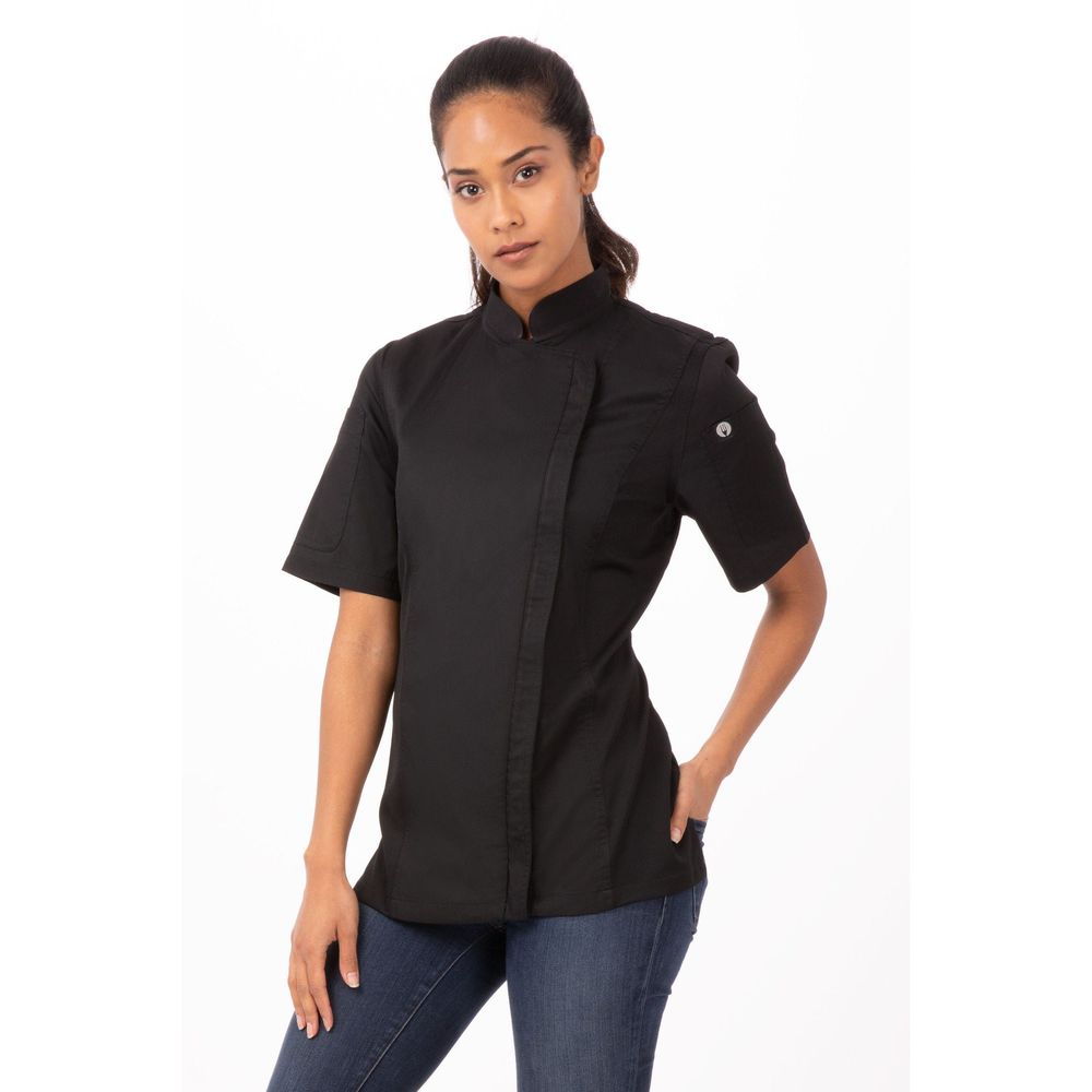 Chef Works Black Extra Large Modern Fit Springfield Chef Coat for Women