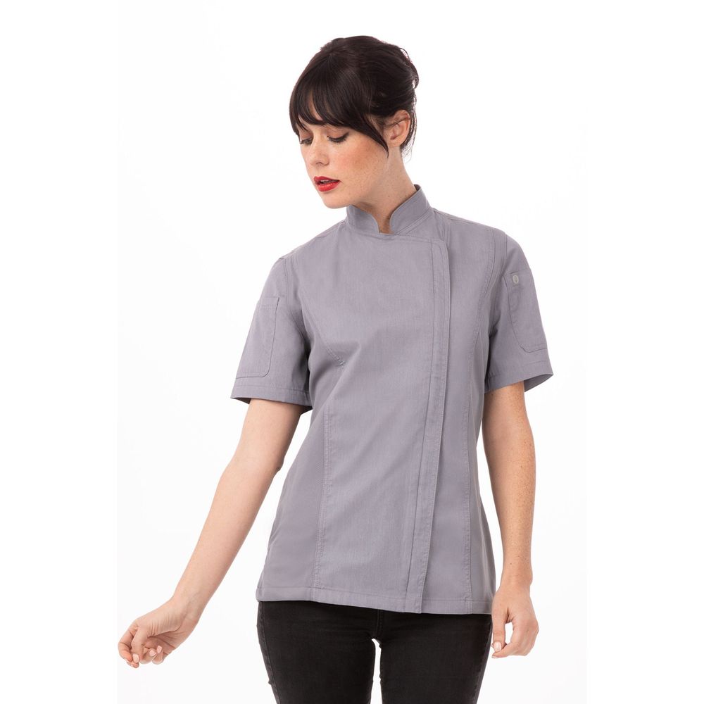 Chef Works Grey Large Modern Fit Springfield Chef Coat for Women