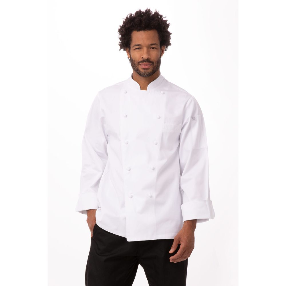 Chef Works White Modern Fit Henri Executive Chef Coat for Unisex, 38 inch