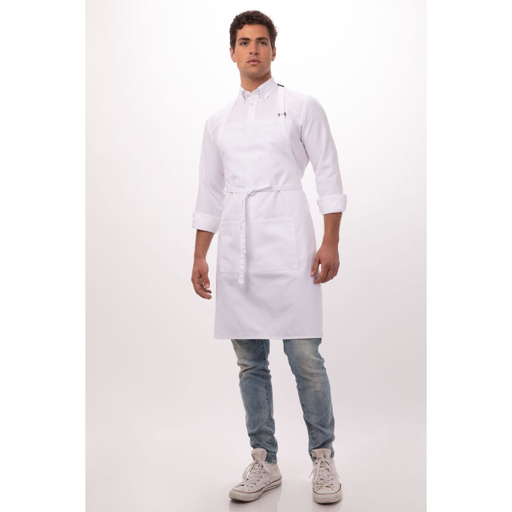 Chef Works White Butcher Apron, 34 inch Long x 24 inch Wide