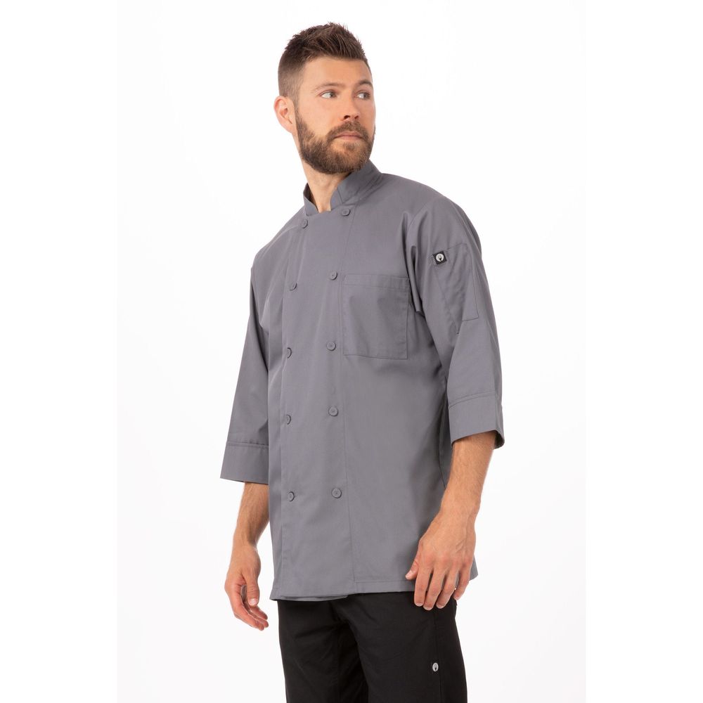 Chef Works Grey Large Classic Fit Morocco Chef Coat for Unisex