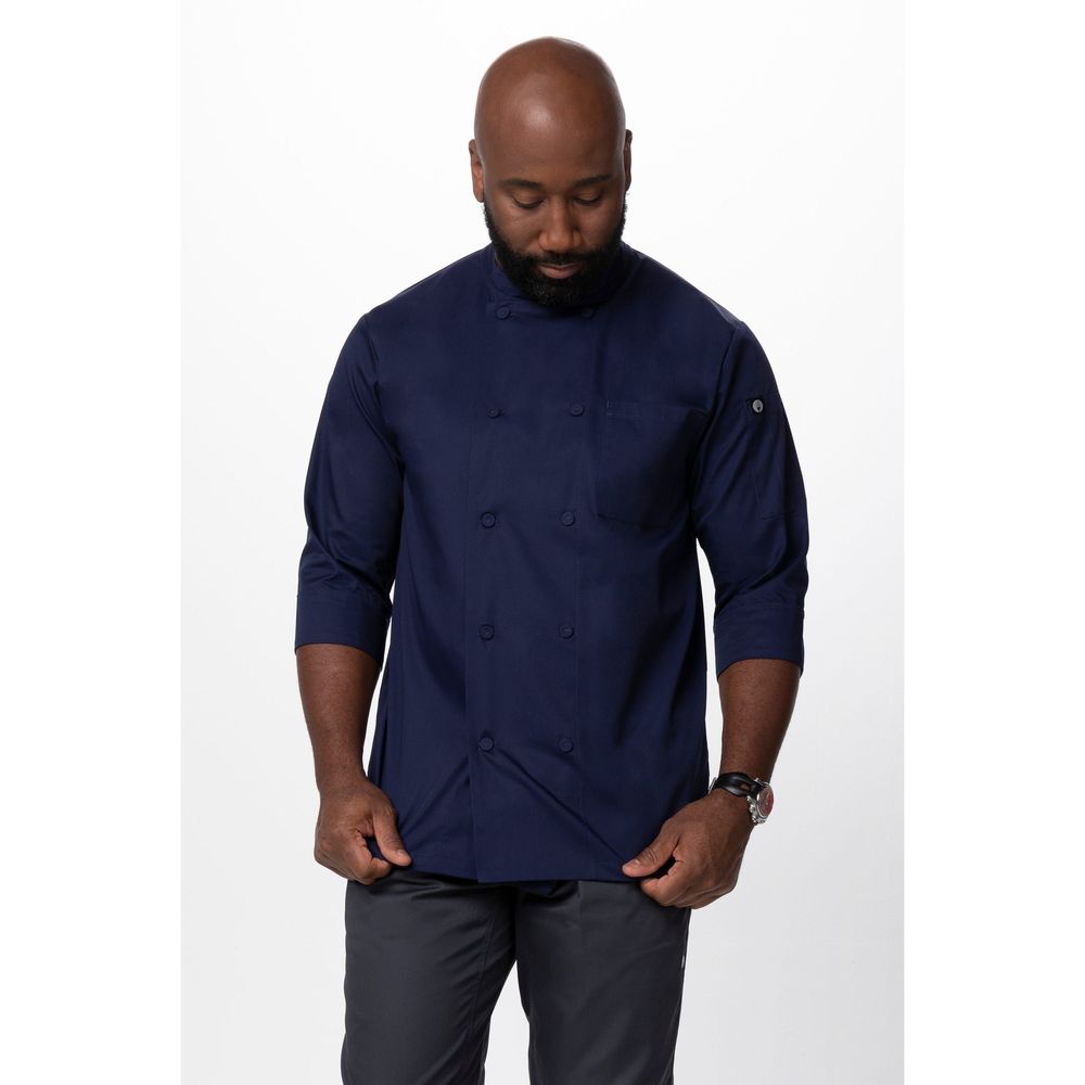 Chef Works Navy Large Classic Fit Morocco Chef Coat for Unisex