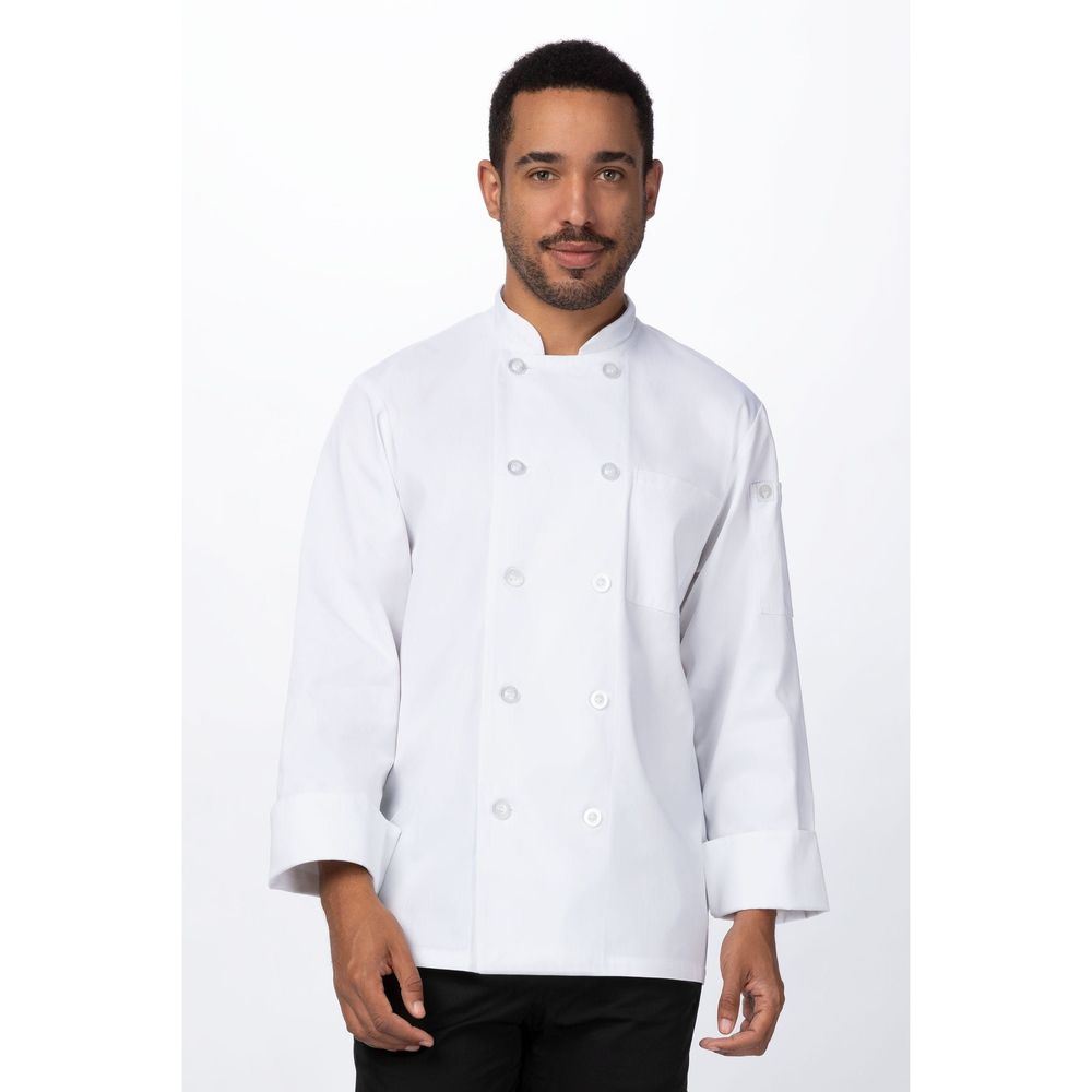 Chef Works White Medium Classic Fit Sustainable Le Mans Chef Coat for ...