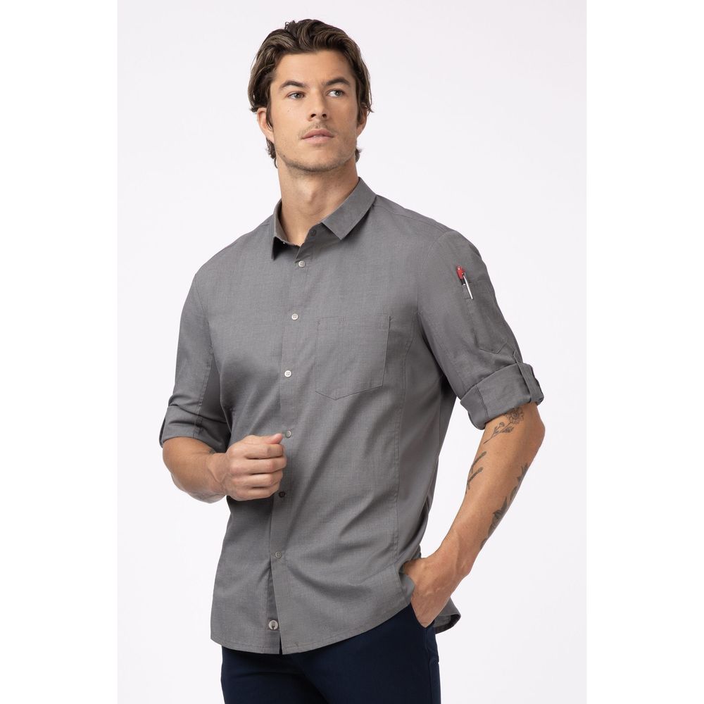 Chef Works Grey Extra Large Slim Fit Seville Shirt for Men