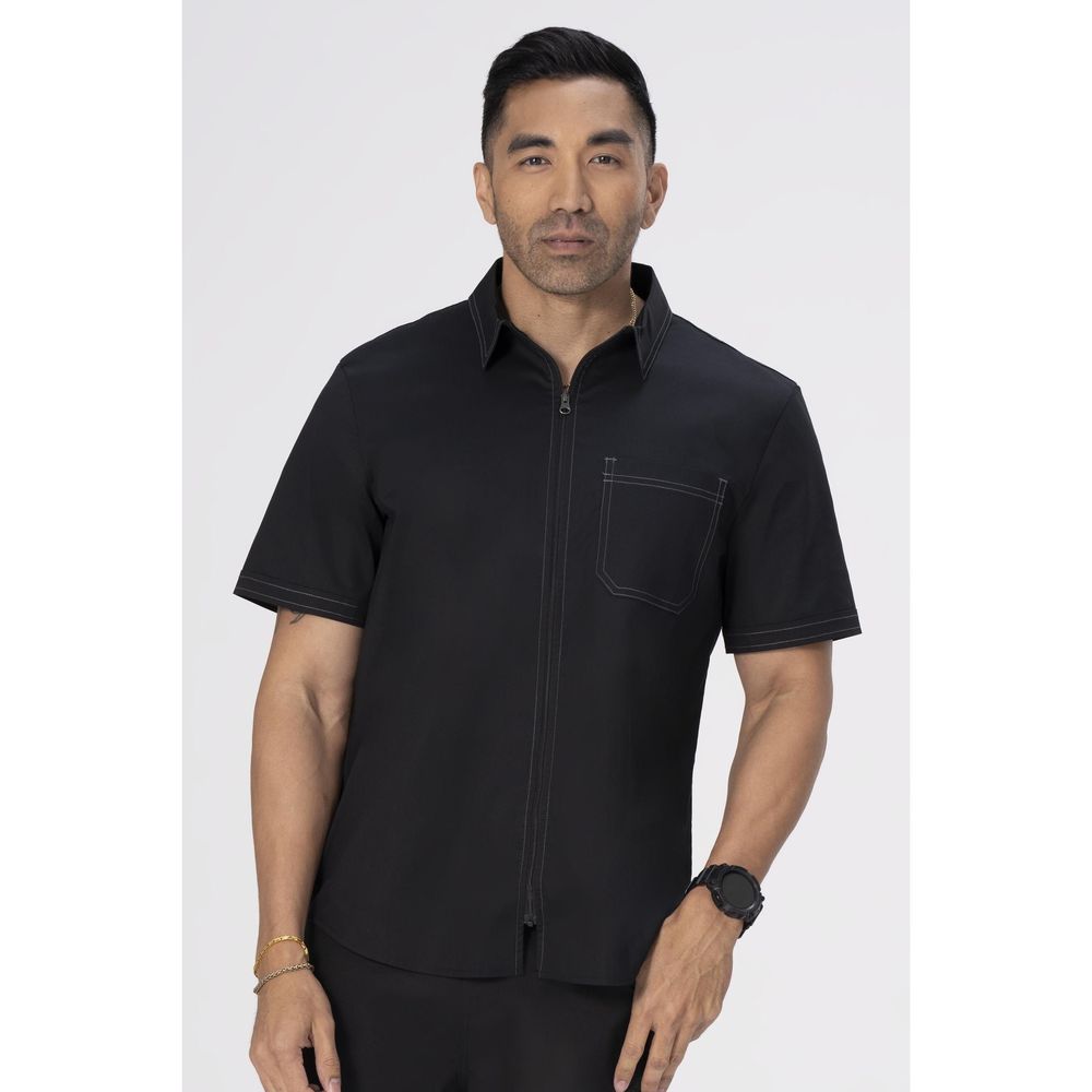 Chef Works Black Medium Cody Zip Work Shirt for Men