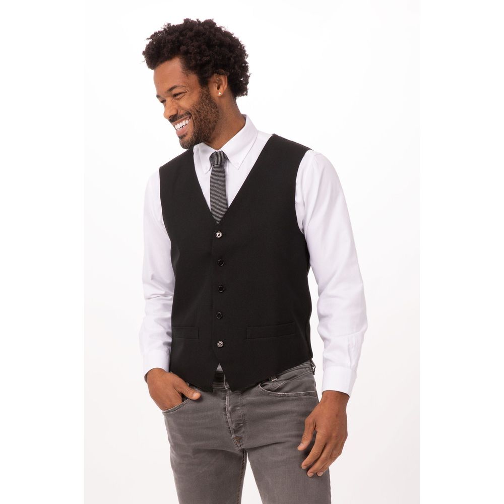 Chef Works Black Large Classic Fit Essential Vest for Men ...