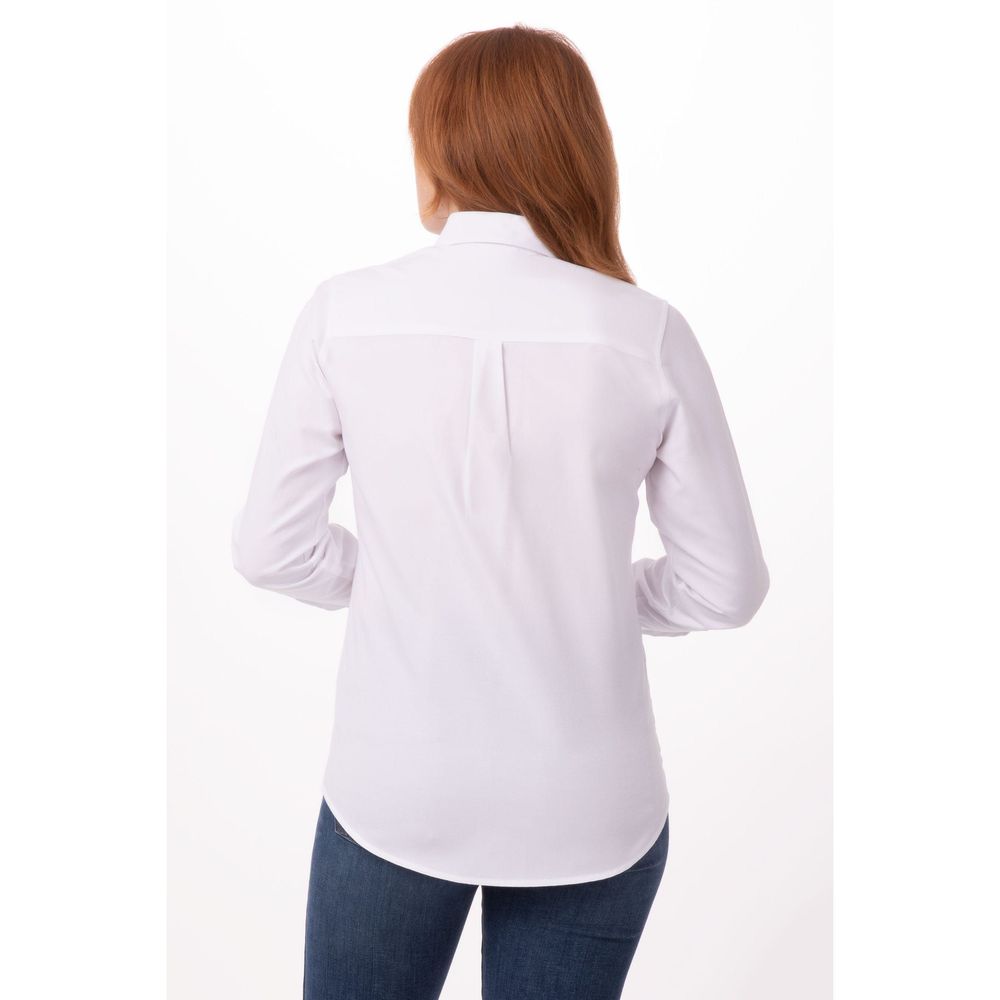 Chef Works White Large Classic Fit Oxford Dress Shirt for Women