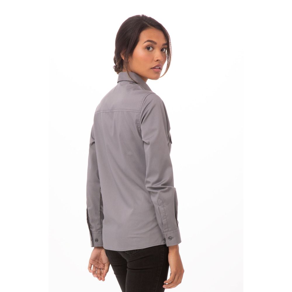 Chef Works Grey Extra Large Slim Fit Pilot Shirt for Women