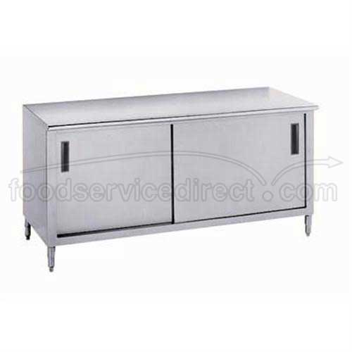 Stainless Steel Enclosed Base Work Table With Slide Door and Midshelf ...