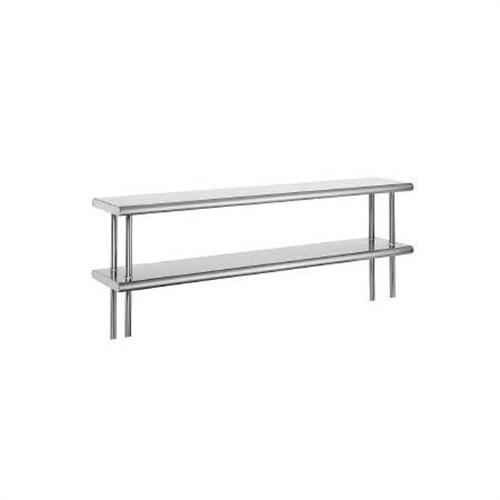 Double Deck All Welded Stainless Steel Table Mounted Shelf, 15 x 132 inch.