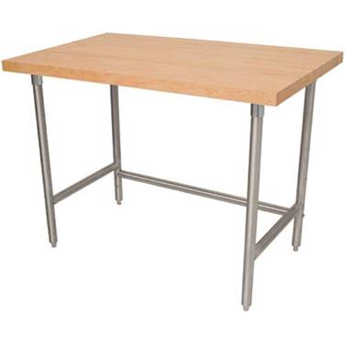 Wood Top Table with Open Galvanized Base, 36 x 48 inch.
