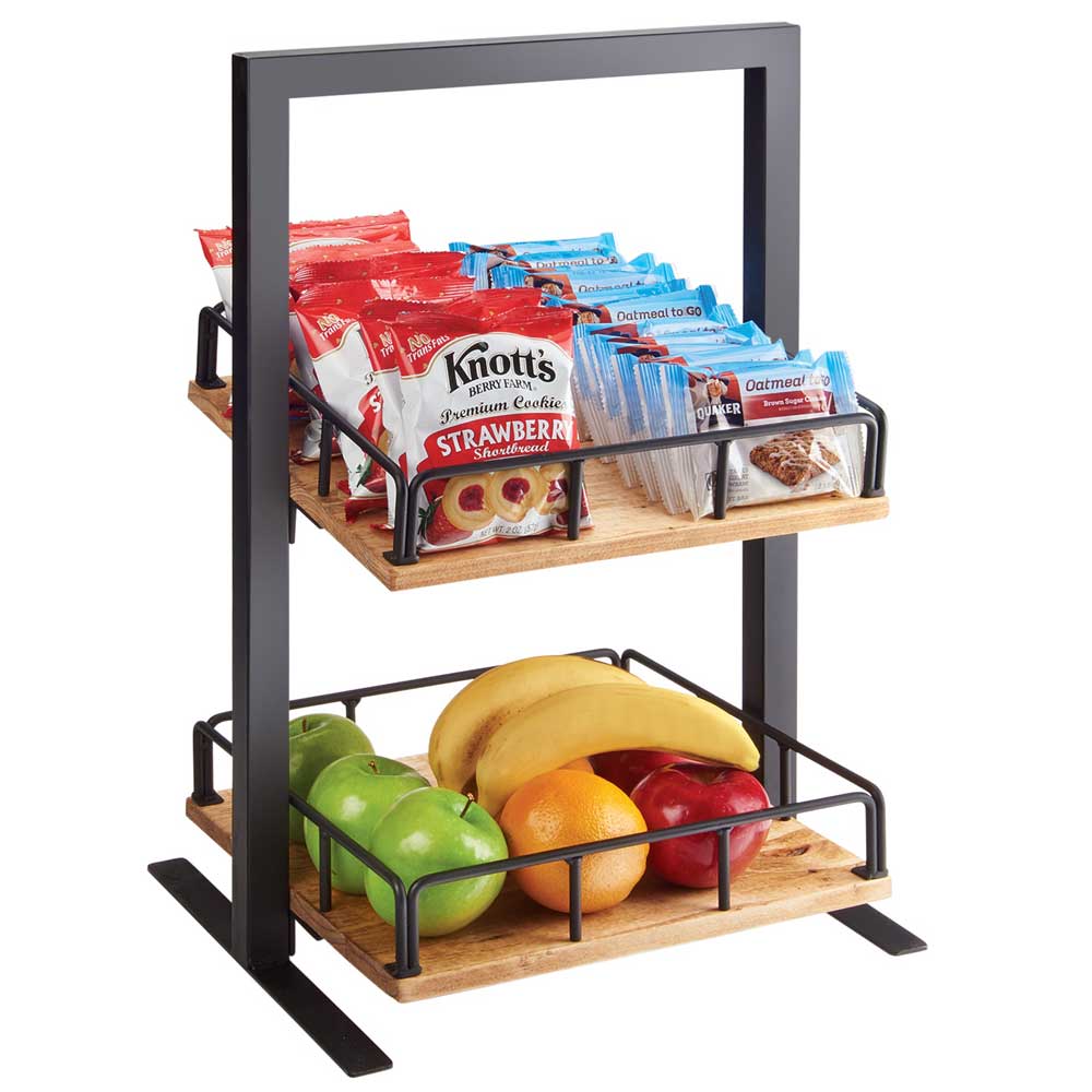 Cal Mil Madera 2 Tier Merchandiser, 12 x 12 x 21 inch.