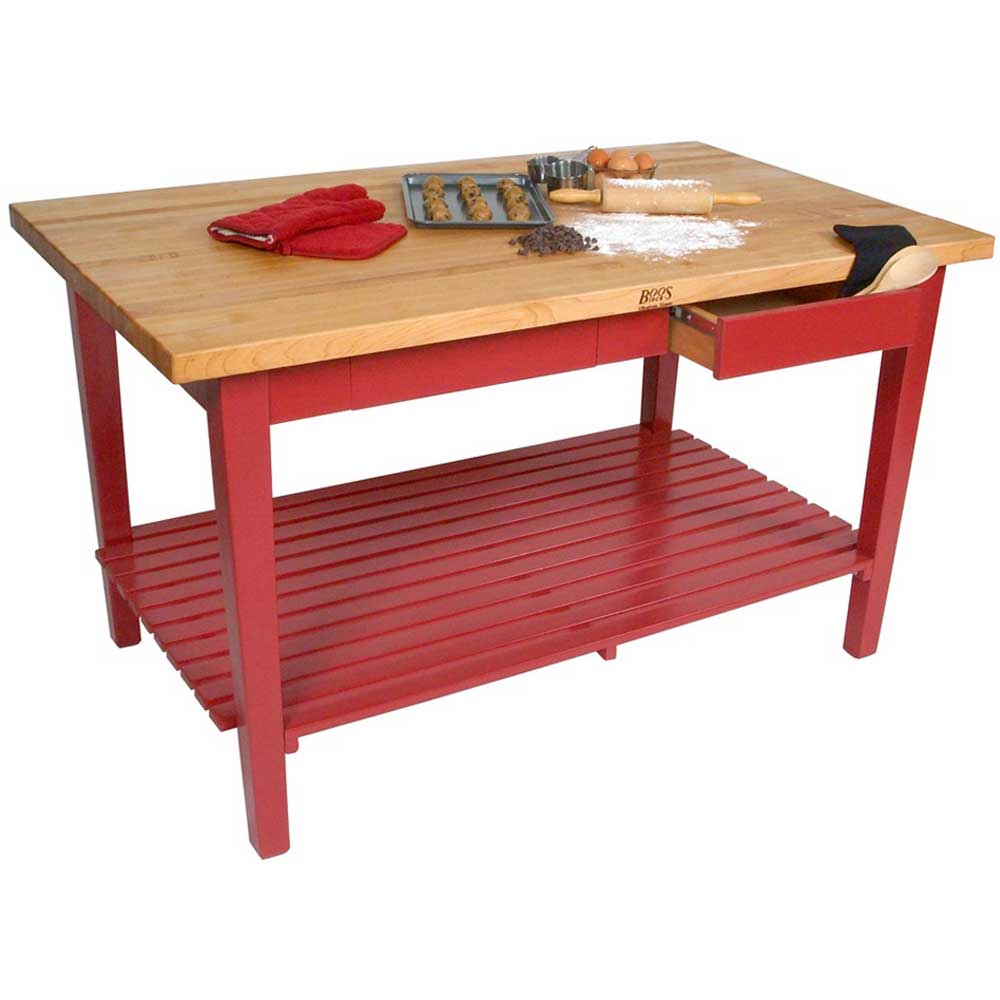 John Boos Cream Finish Alabaster Base Maple Classic Country Work Table ...