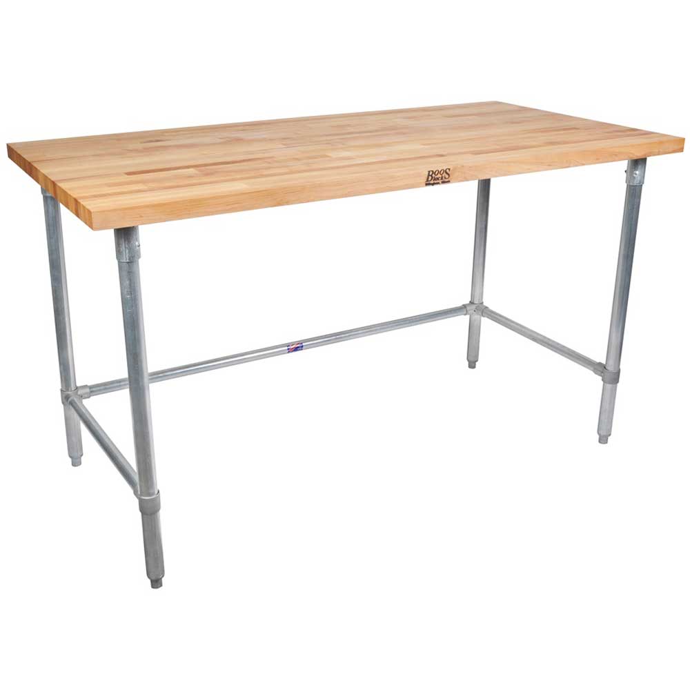 John Boos Oil Finish Maple Top Work Table with Galvanized Base and ...