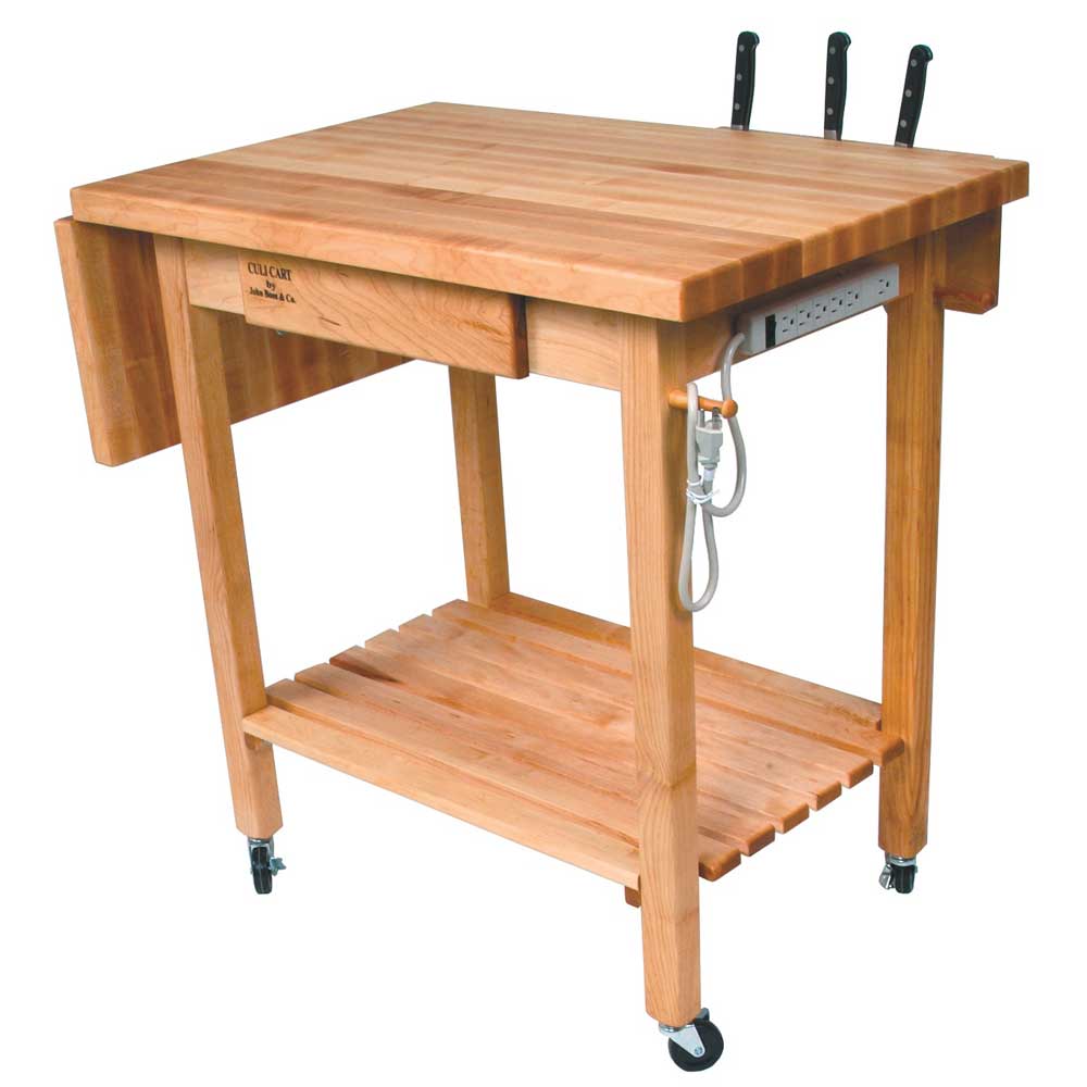 John Boos Cream Finish Maple Deluxe Culi Cart, 48 x 24 x 1.5 inch ...
