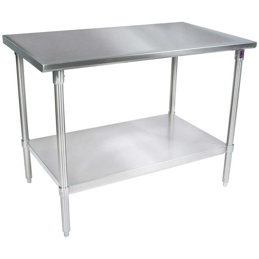 John Boos 16 Gauge Stainless Steel Flat Top Work Table with Galvanized ...