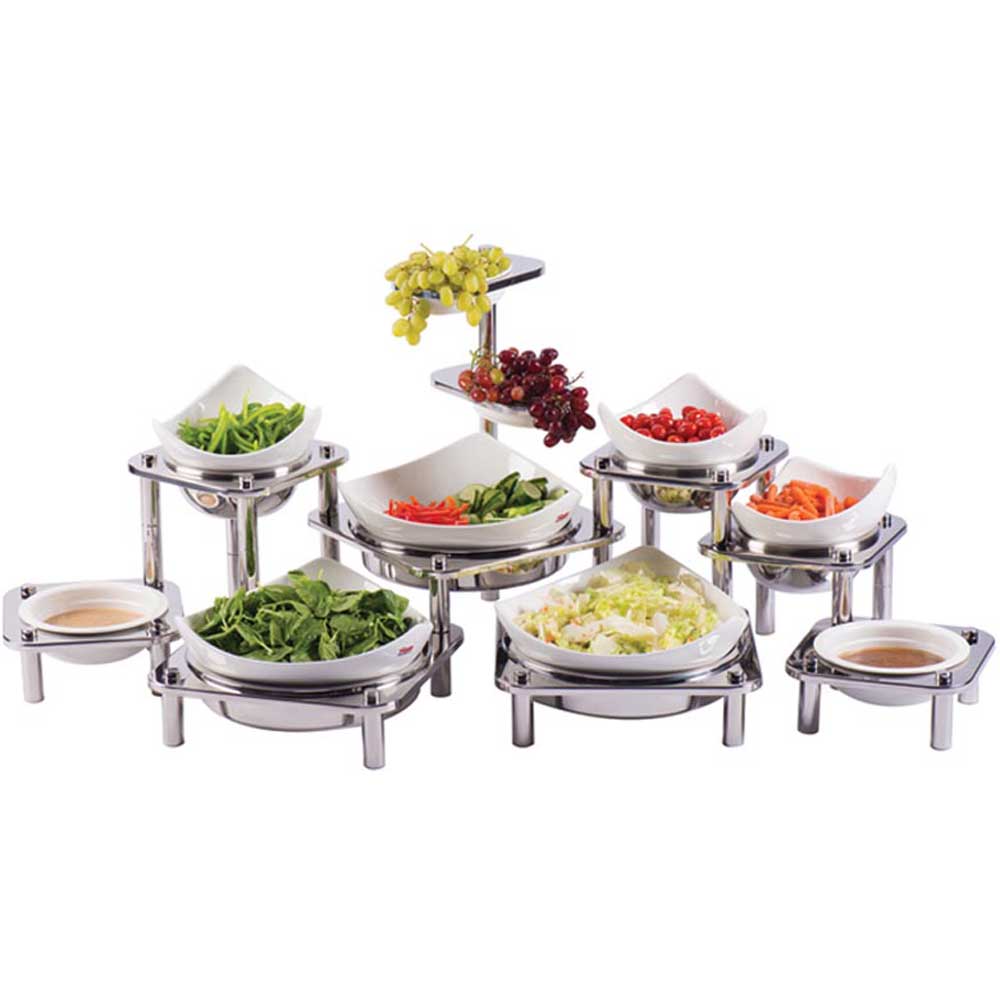 Smart Domino Multi Stand Chiller Display with Porcelain Dishes, 27 x 58 ...