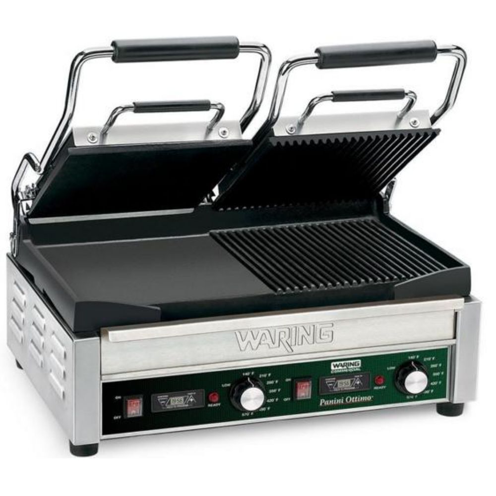 Waring Commercial Dual Grooved Top and Half Panini and Half Flat Grill ...