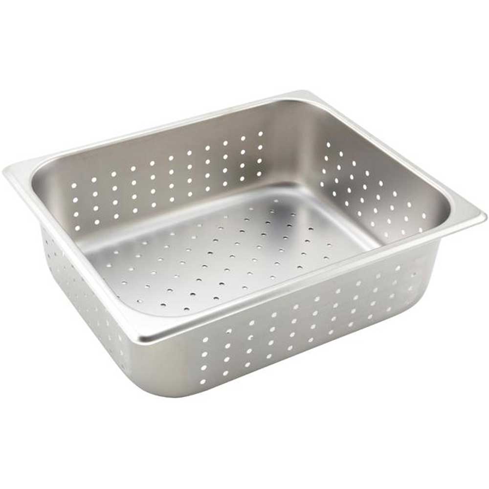 Winco 22 Gauge Stainless Steel Half Size Perforated Steam Pan, 4 inch ...
