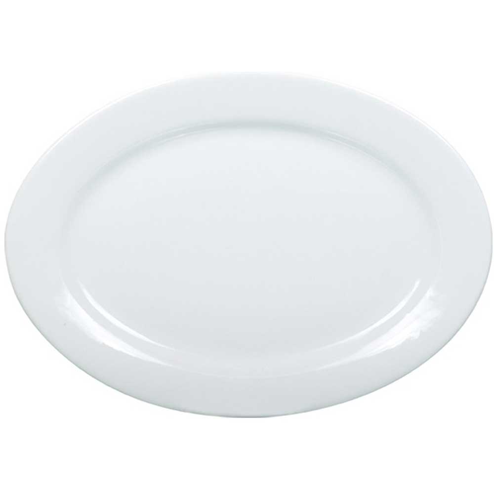 Yanco Abco Porcelain Oval Rolled Edge Super White Platter, 16 inch ...
