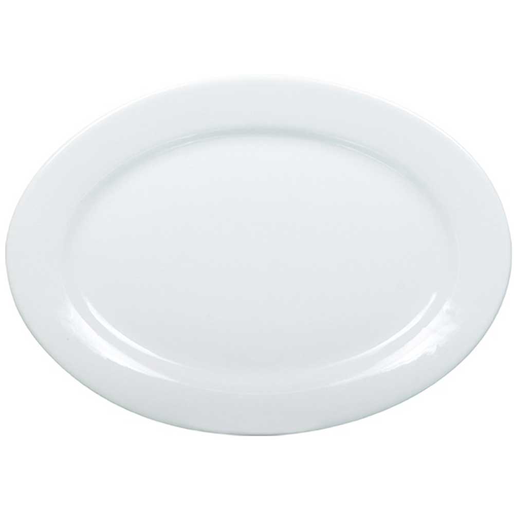 Yanco Abco Porcelain Oval Rolled Edge Super White Platter, 18 inch ...