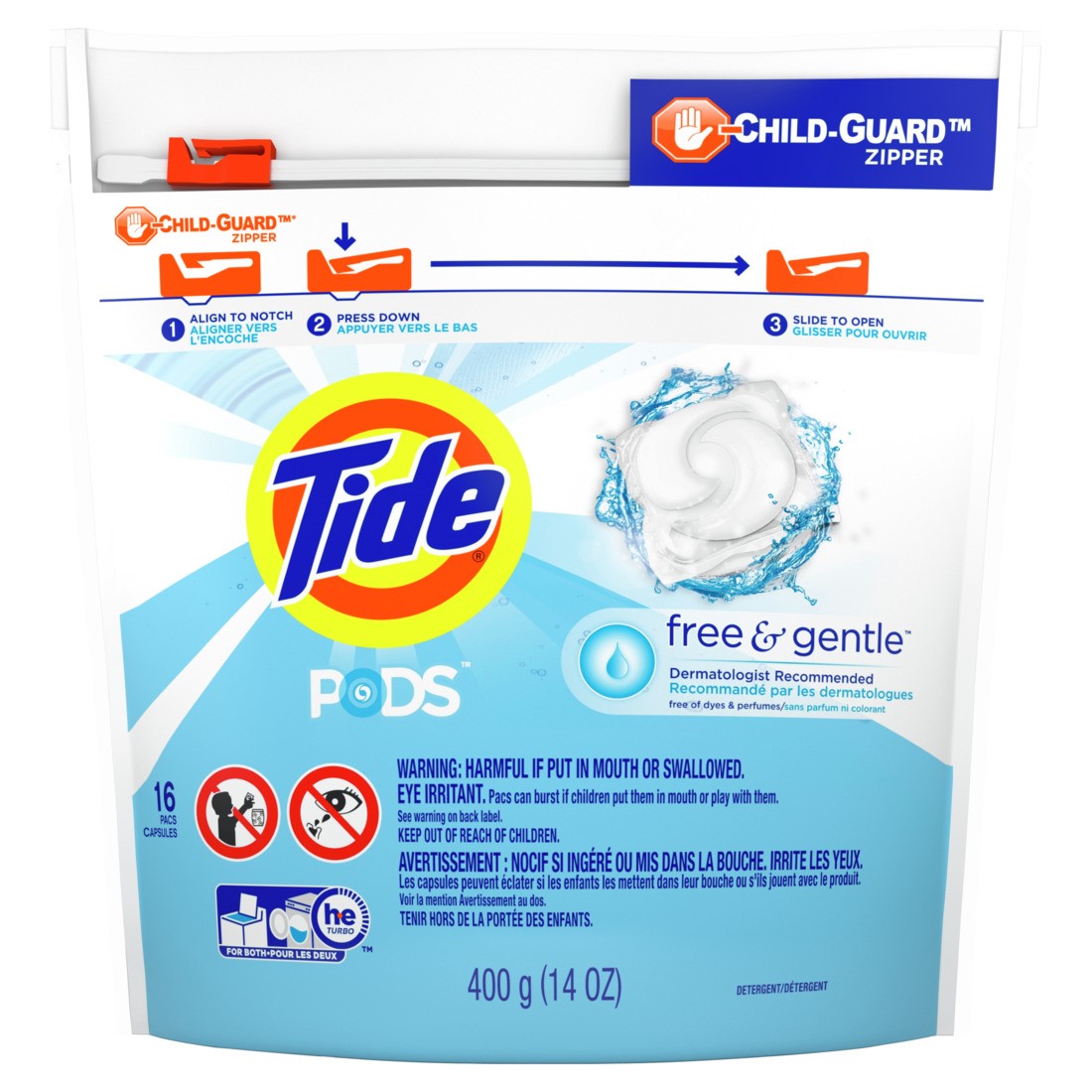 Tide Pods Free and Gentle Laundry Detergent Liquid, 16 count per pack ...
