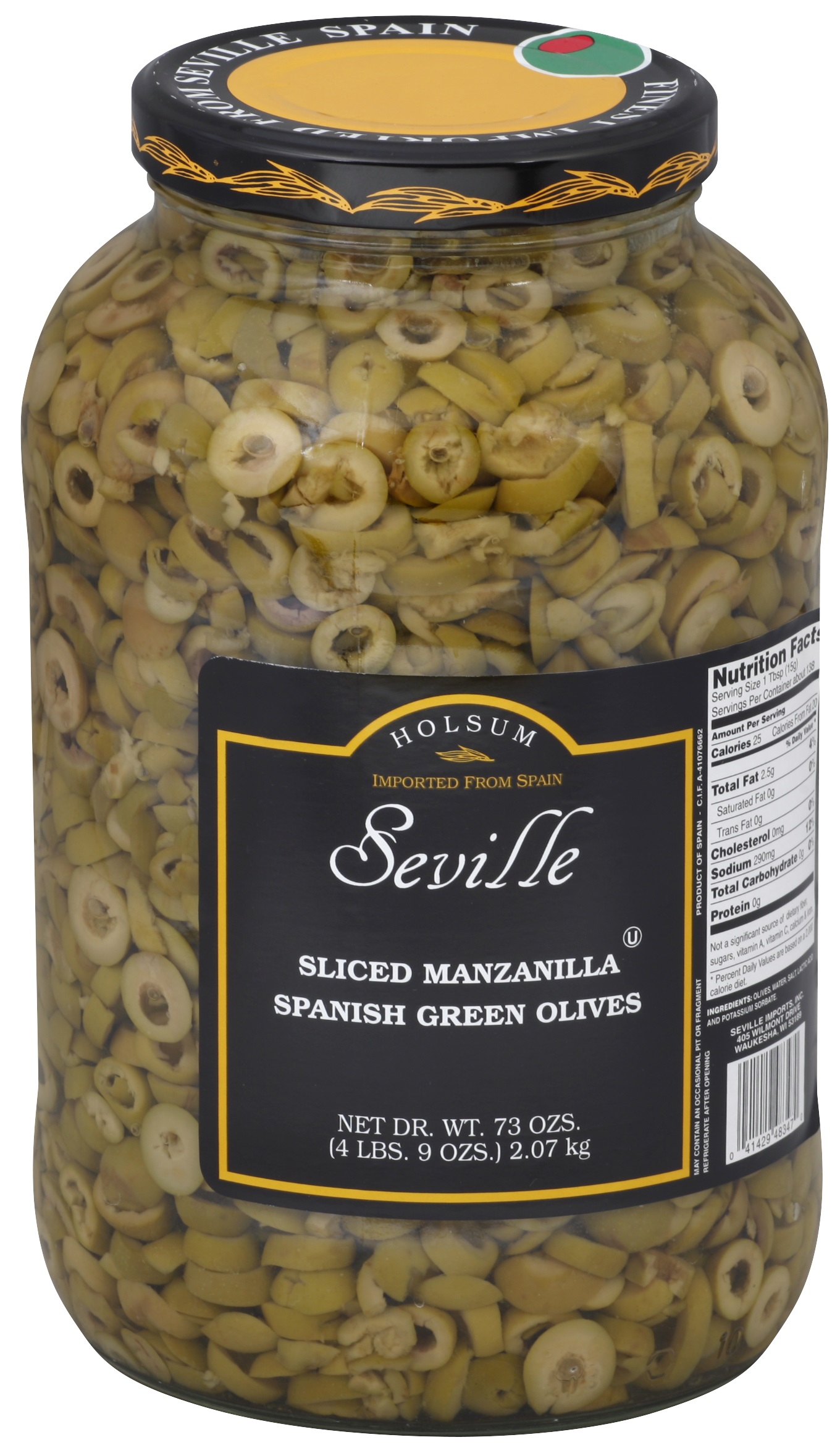 Holsum Seville Sliced Manzanilla Green Olives Case | FoodServiceDirect