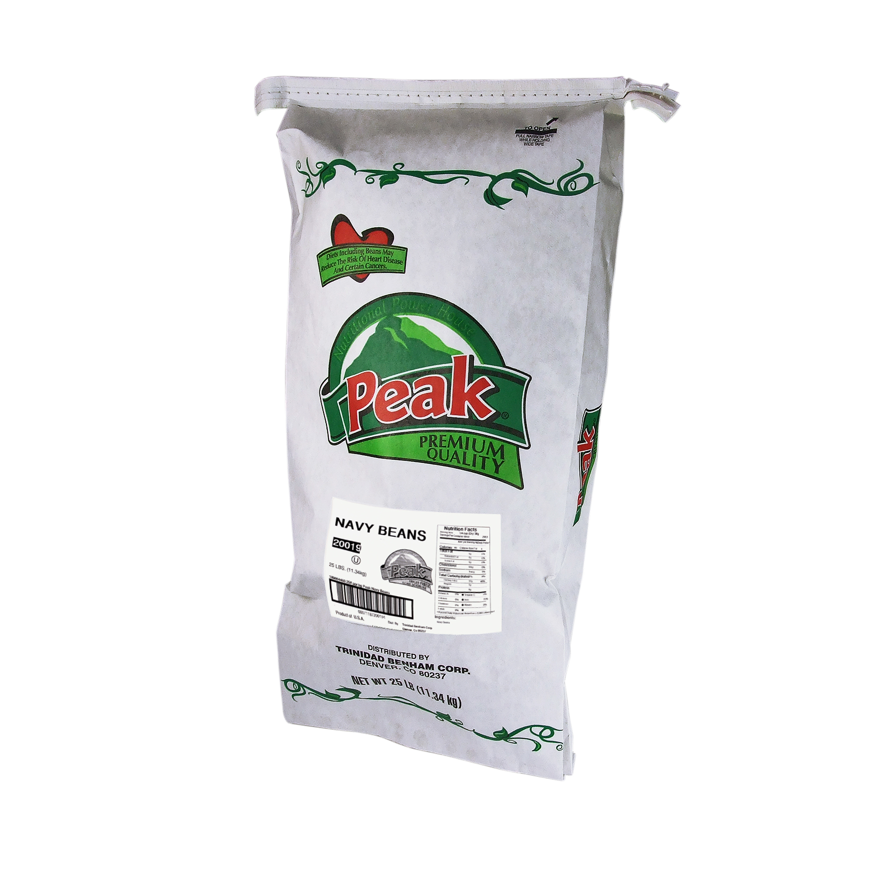 Trinidad Benham Peak Dry Navy Beans, 25 Pound.