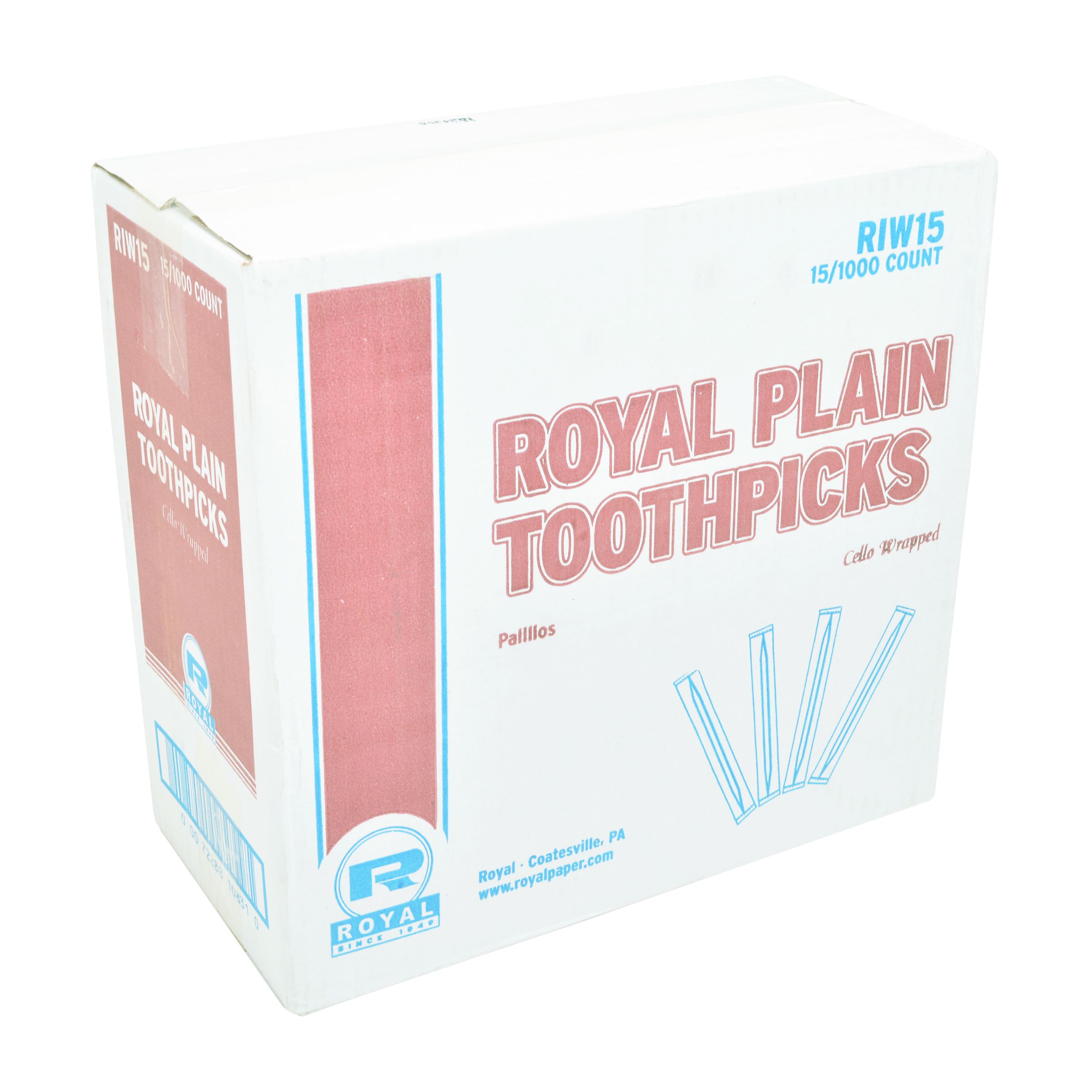 Royal Cello-Wrapped Round Wood Toothpicks, 2 3/4 inch, Natural, 1000 ...