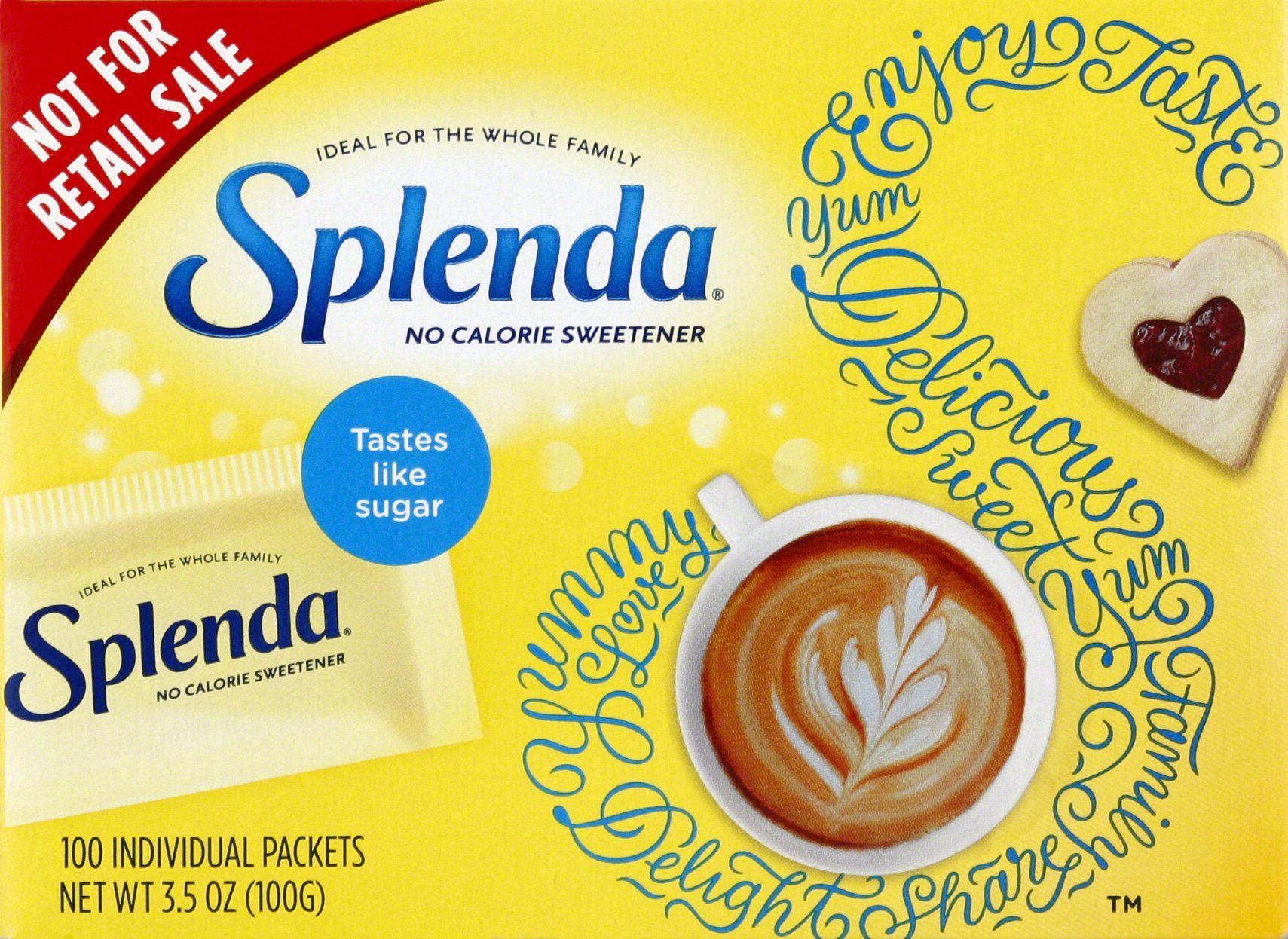 Splenda No Calorie Sweetener Packet, 1 Gram - 100 per pack -- 12 packs ...