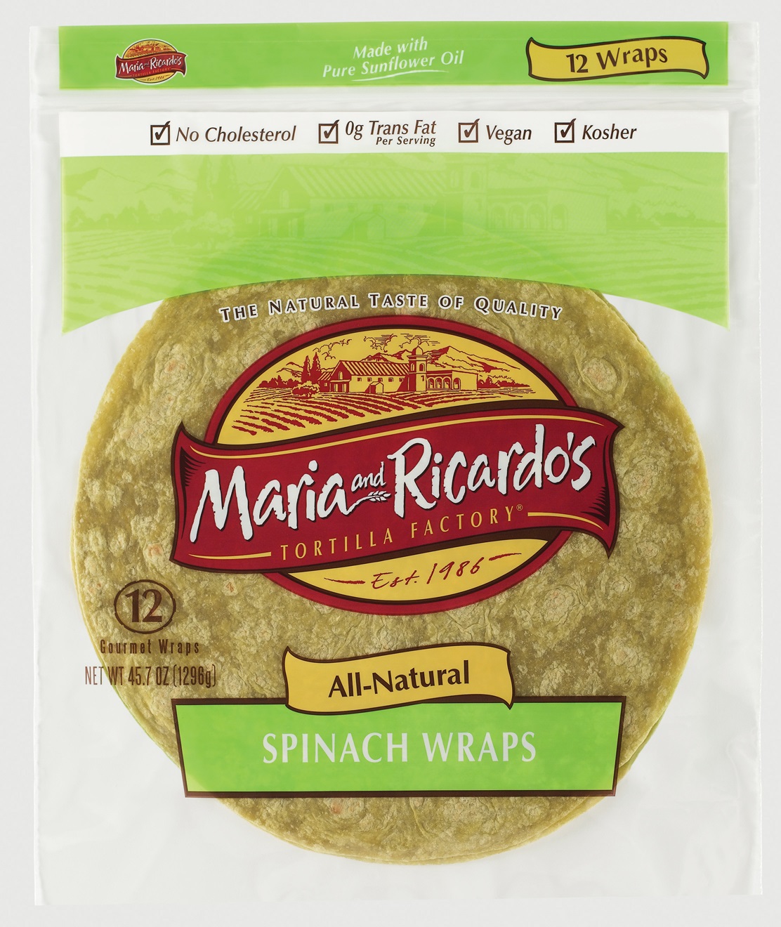 Maria and Ricardos Spinach Flour Tortilla Case | FoodServiceDirect