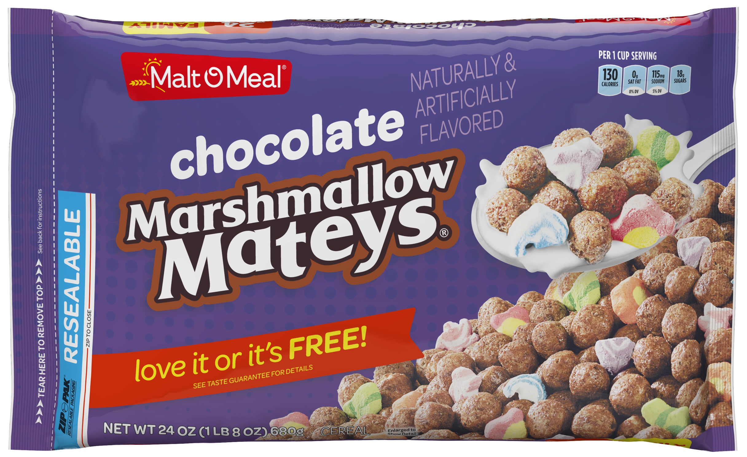 Malt O Meal Chocolate Marshmallow Mateys Cereal, 24 Ounce -- 9 per case.