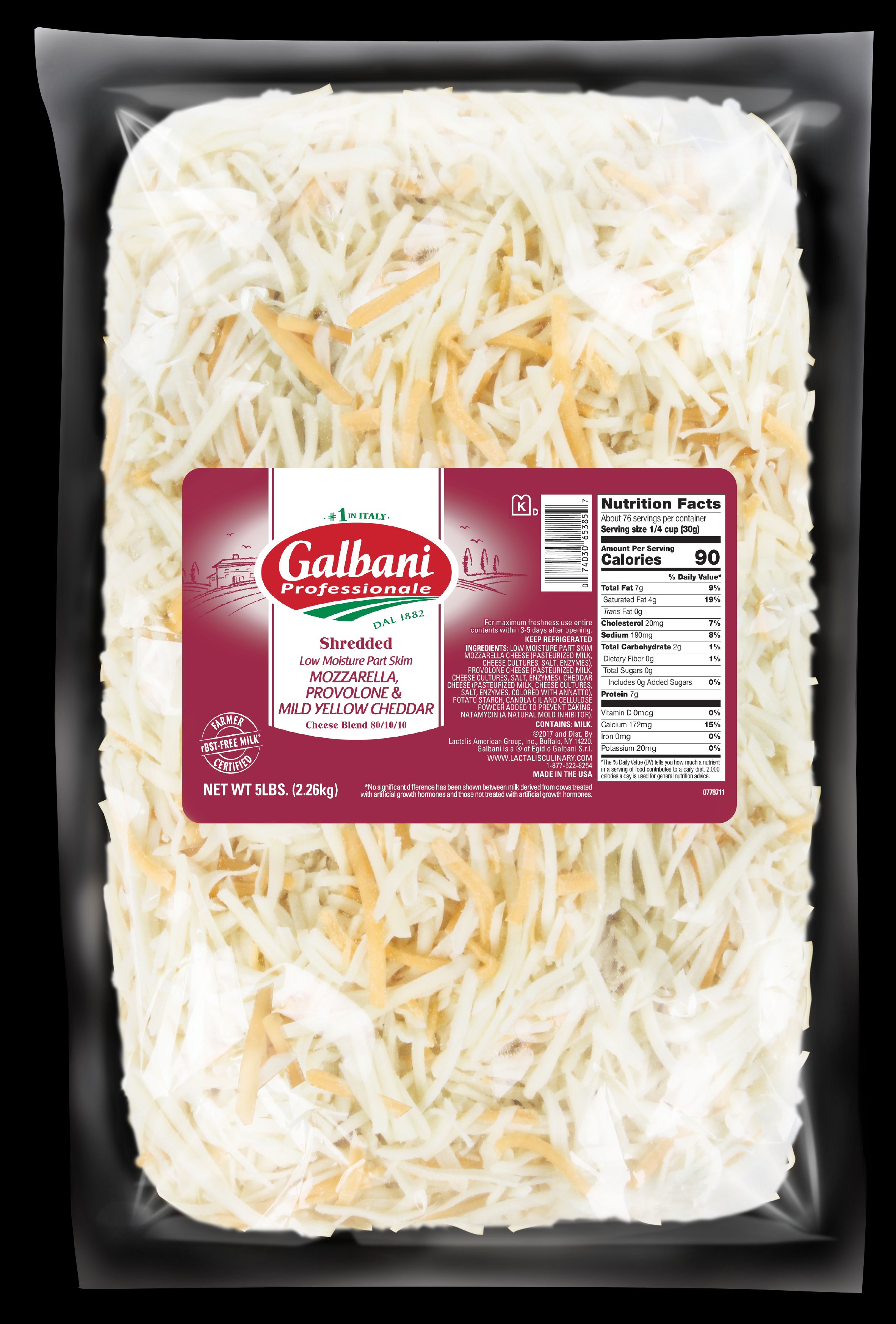 Galbani Professionale Pasteurized Mozzarella Provolone Shredded Cheese ...