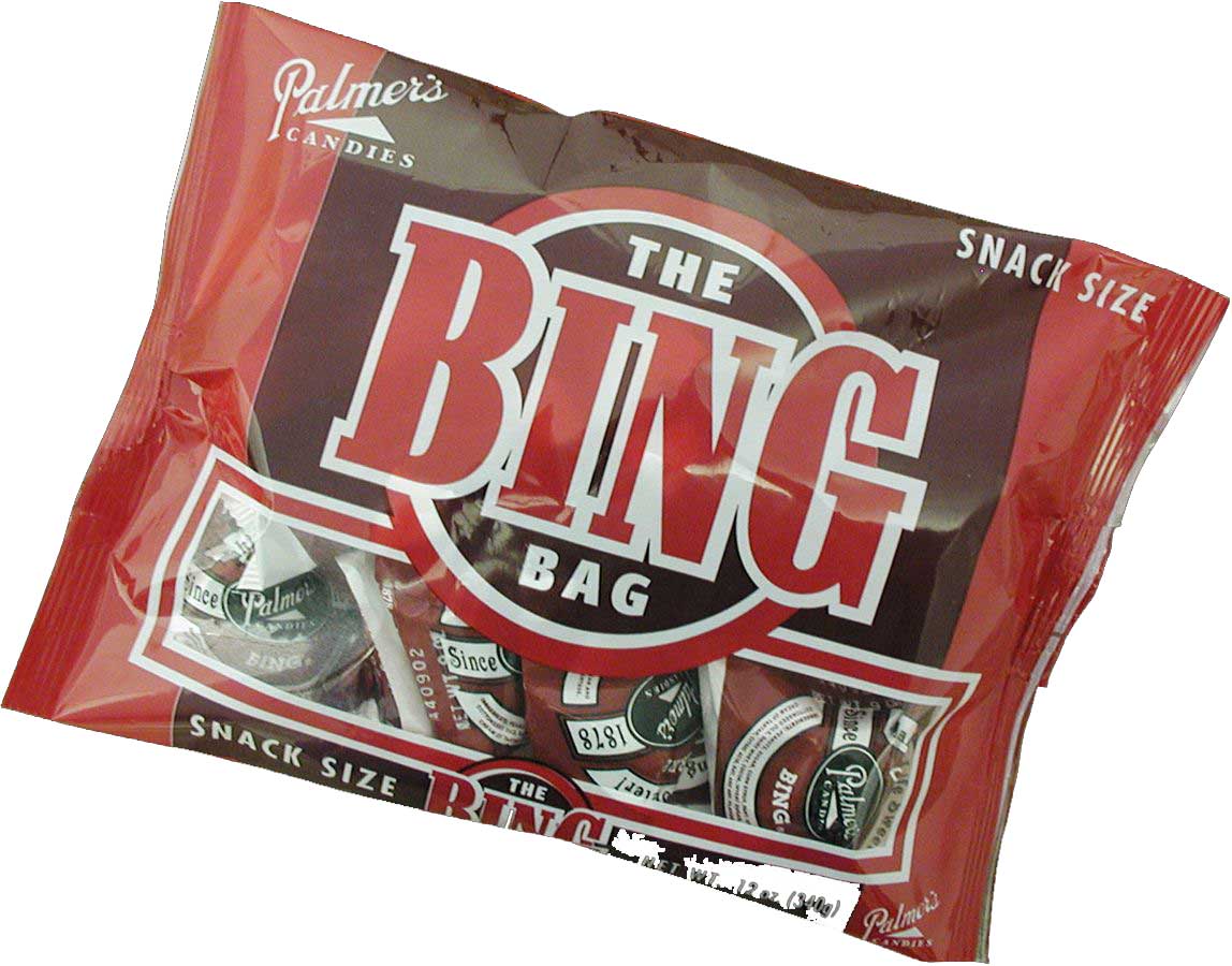 Palmers Snack Size Cherry Bing Candy, 1 Ounce Bag -- 144 per case.