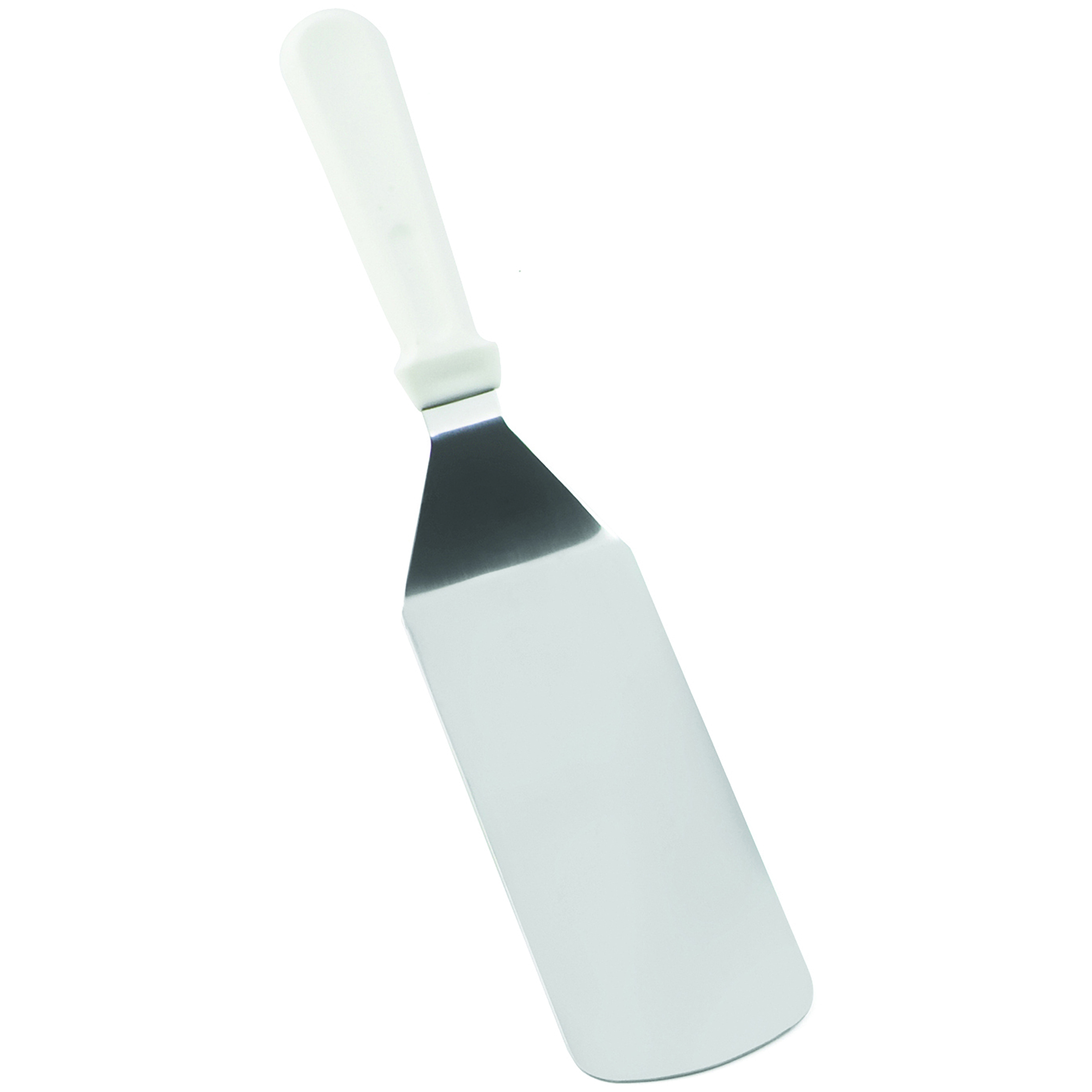 Tablecraft Stainless Steel Solid Turner with White ABS Handle, 15 inch.